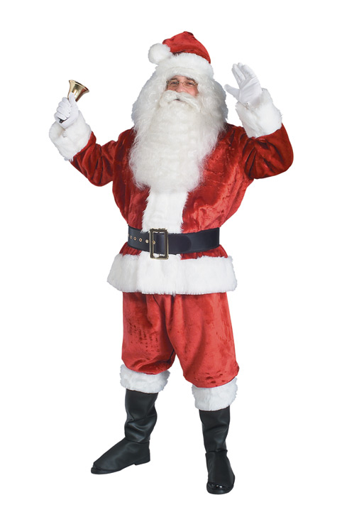 Deluxe Crimson Santa Claus Costume Father Christmas Fancy Dress