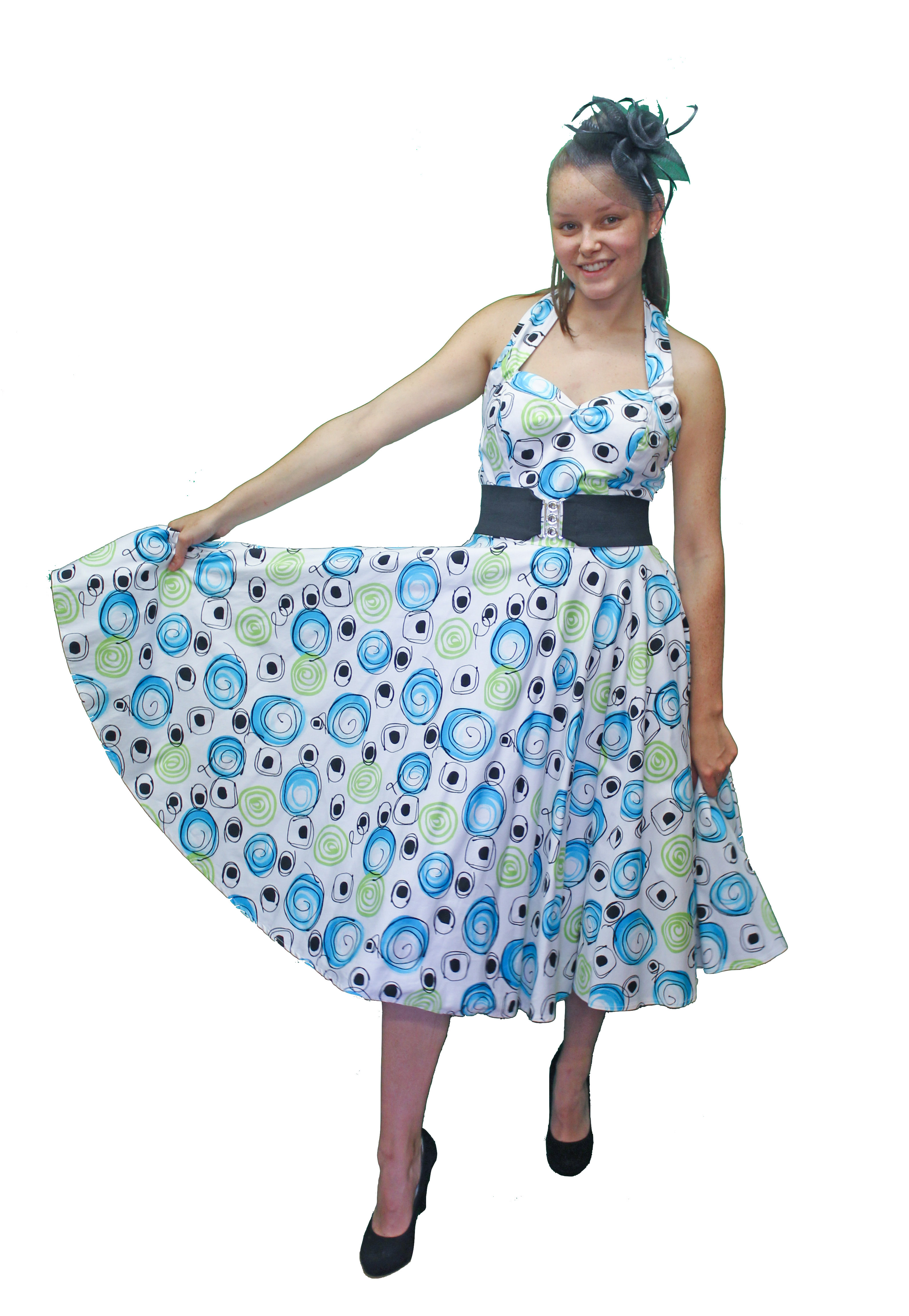 1950s Swing Dress, Halter Neck Style Swing Dress Size 10