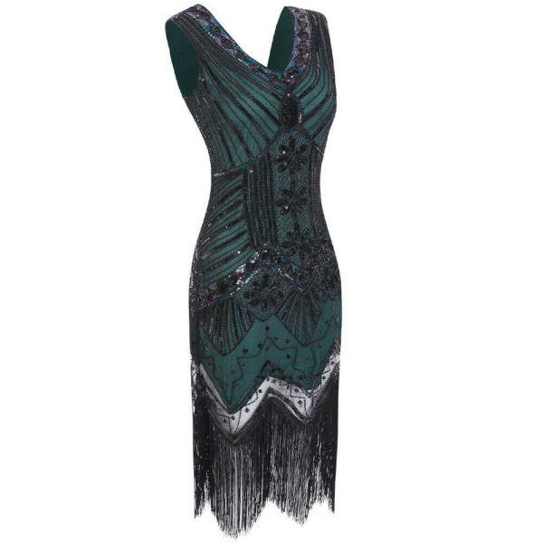 Great Gatsby Dress Green 1920s Flapper Dress Sequined