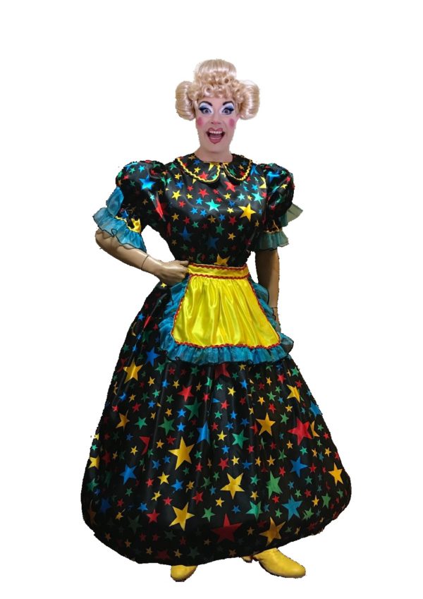 Panto Dame Dress Pink with Stars Pantomime Costume