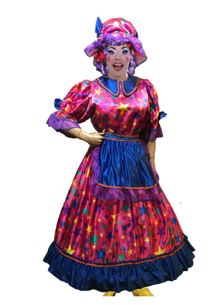 Panto Dame Dress Pink with Stars Pantomime Costume