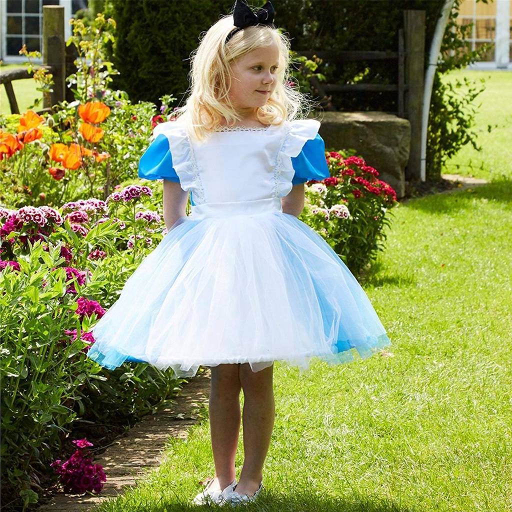 Deluxe Girls Alice Dress with Shimmer Glitter Tulle Skirt